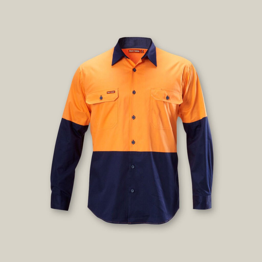 Koolgear Hi Vis 2 Tone Vented Long Sleeve Shirt - Stitchworx Embroidery & Printing